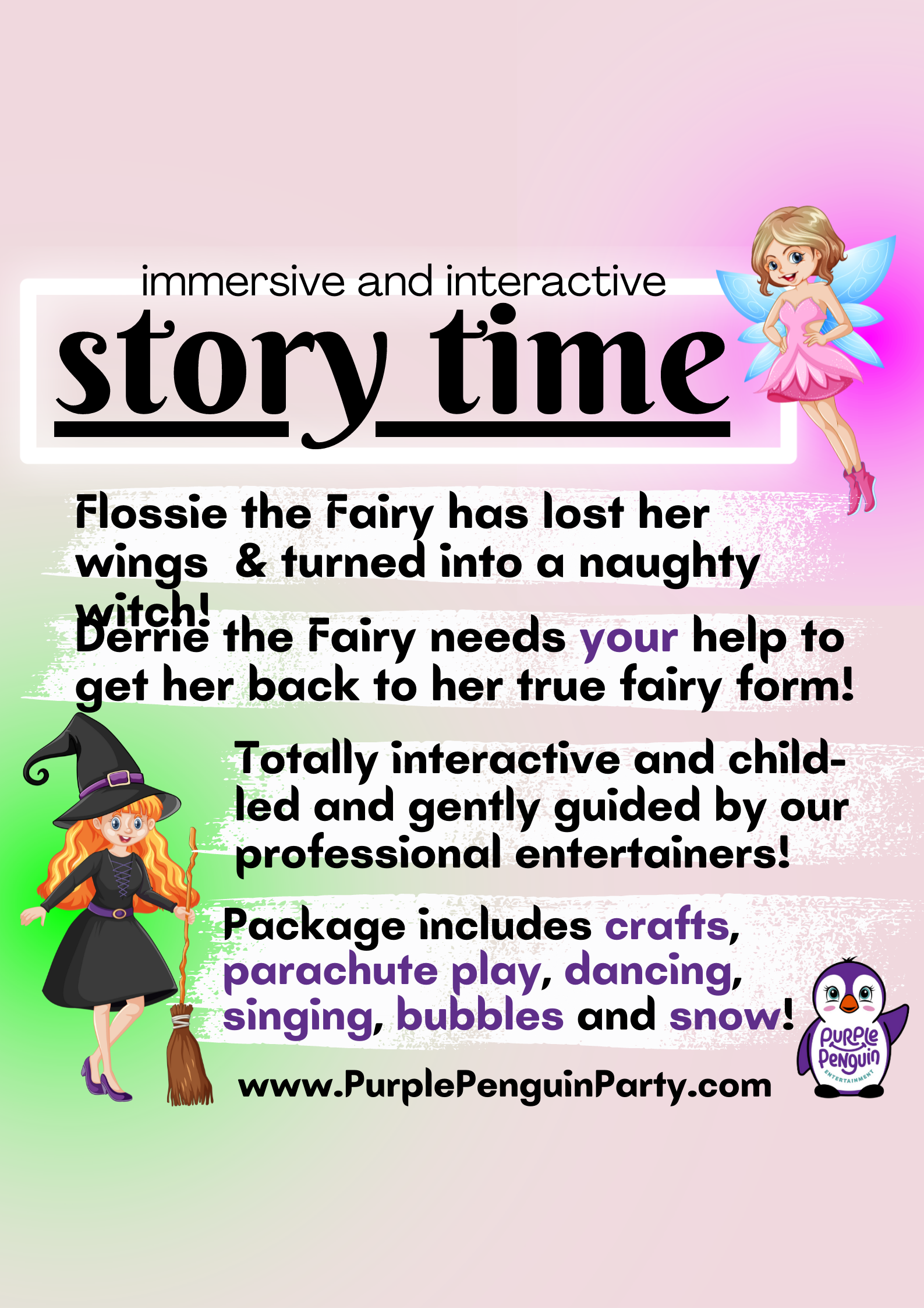 Immersive/Interactive Story Time – Purple Penguin Party